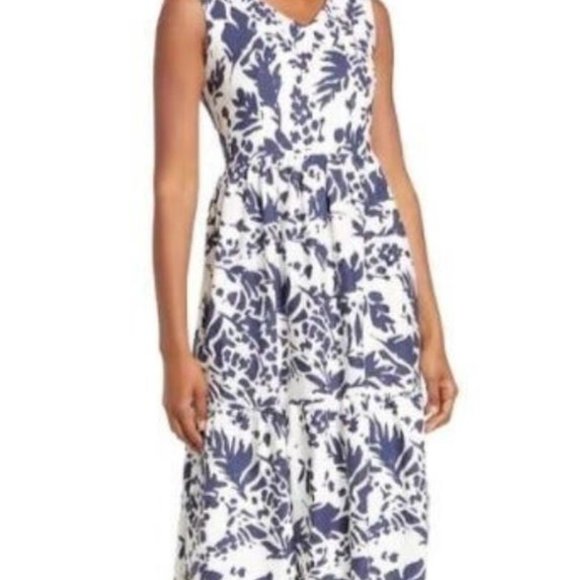 Magaschoni | Dresses | Magaschoni Bold Shadow Fauna Print Linen Dress ...